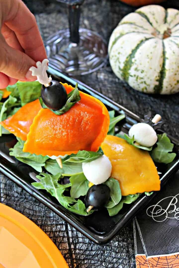 Easy Halloween Ravioli Skewers - The Kitchen Prep Blog