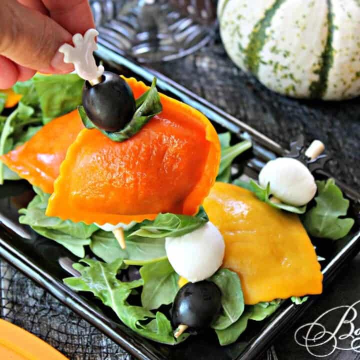 Easy Halloween Ravioli Skewers - The Kitchen Prep Blog